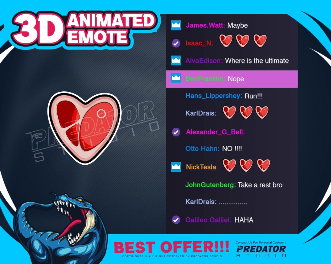 Meat Love 3D Animated Emote, Emote Commission, Gif Emotes, Twitch Emote ...