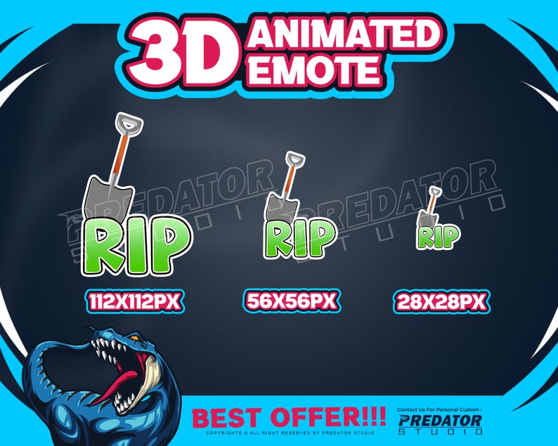 RIP Shovel 3D Animated Emote Unique Emote Custom Twitch - Etsy