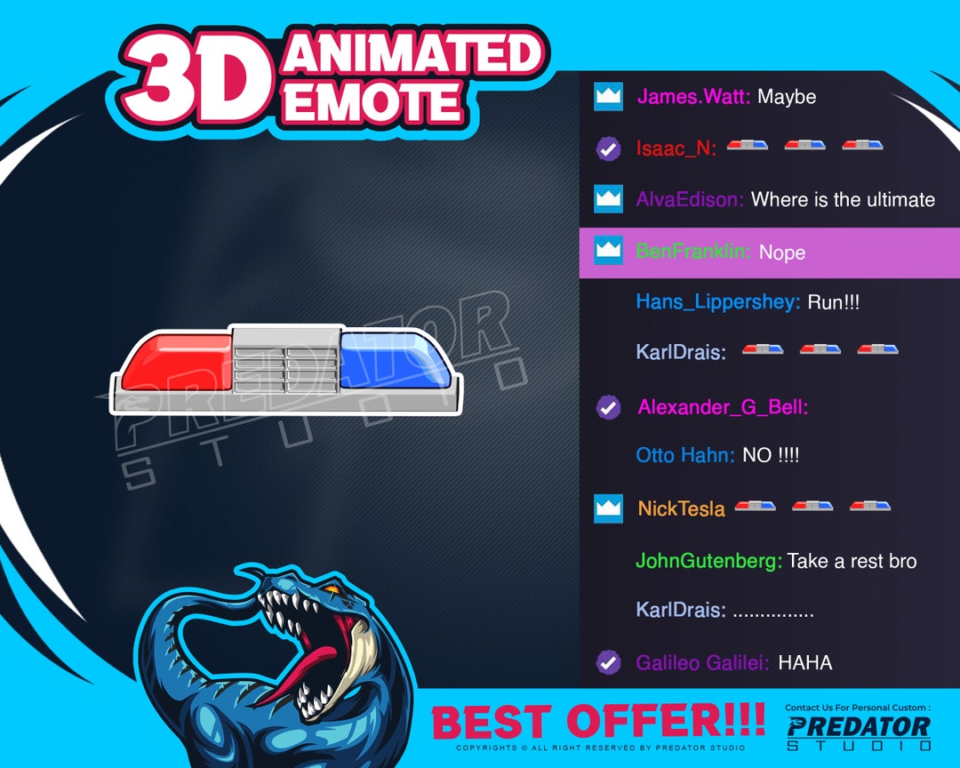 3D Animated Siren Police Emote: Twitch/kick Stream Emote - Etsy