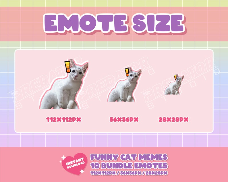 10 Cute Cat Memes Emote Pack 13 Lurk Emotes Cat Emotes - Etsy