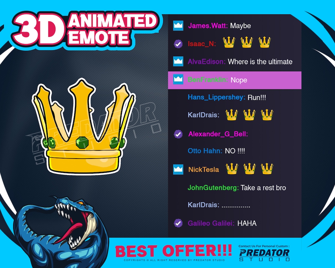 3D Animated King Crown Emote: Gold Stream Design - Etsy