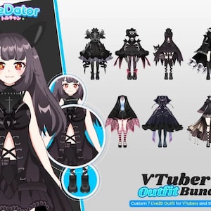 Customizable Gothic Vtuber Raven's Realm: Dark Avian-themed Live2d Model With 7 Mystical ...