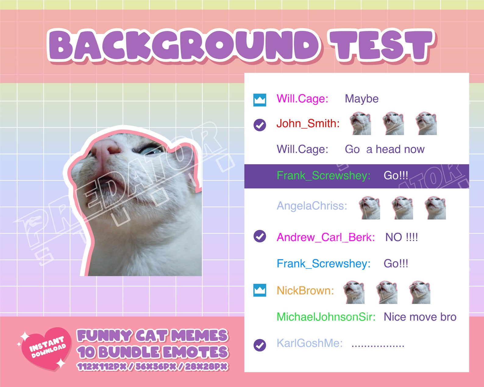 10 Cute Cat Memes Emote Pack 7 Emote Pack Emote Commission - Etsy