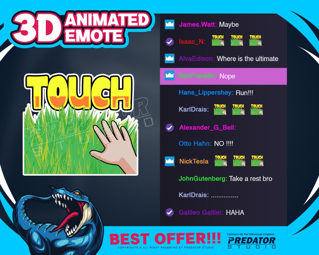 Touch Grass 3D Animated Emote, Animated Emotes, Kick Emote, Emotes ...