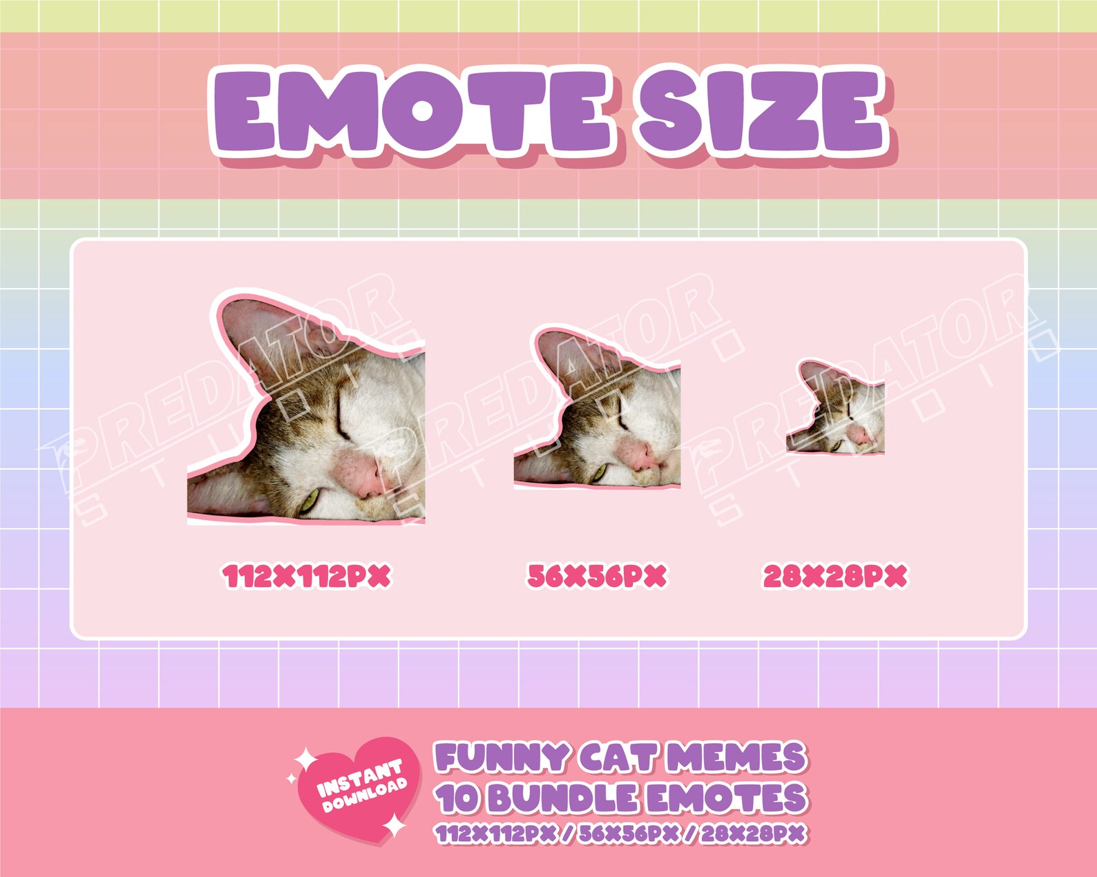 10 Cute Cat Memes Emote Pack 7 Emote Pack Emote Commission - Etsy