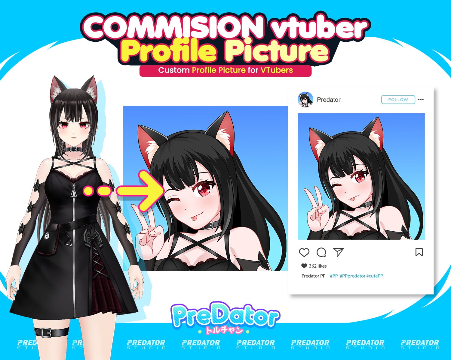 Custom Cute Vtuber Profile Picture | Profile Picture | Vtuber Character ...