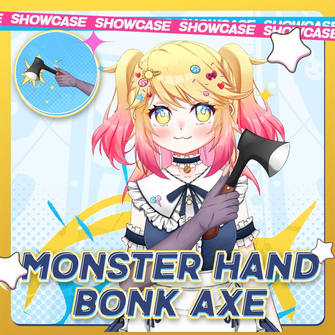 Vtuber Assets Bonk Hand Monster With Axe | Action Live2d Prop for ...