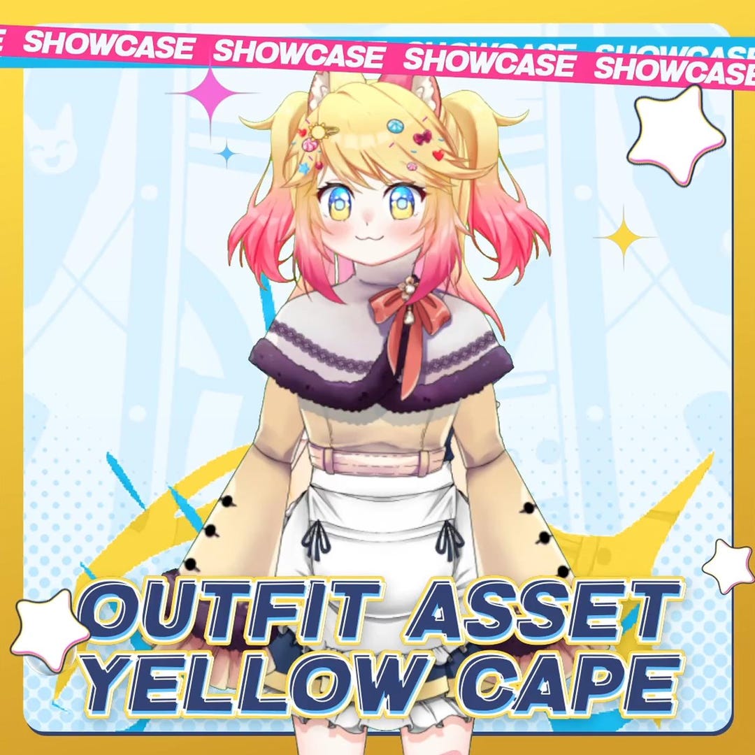 Vtuber Yellow Cape Outfit Asset – Bright Christmas Outfit for Vtuber ...