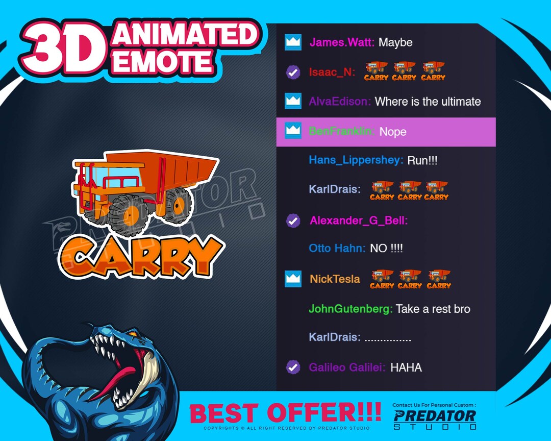 Truck Carry 3D Animated Emote, Text Emotes, Emotes Twitch, Animated ...