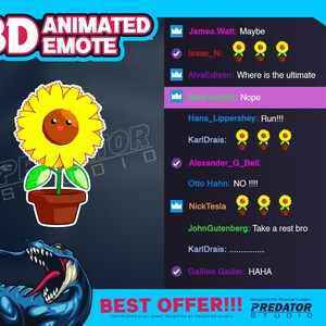 Sun Flower 3D Animated Emote, Gaming Emote, Twitch Emote, Flower Emote ...