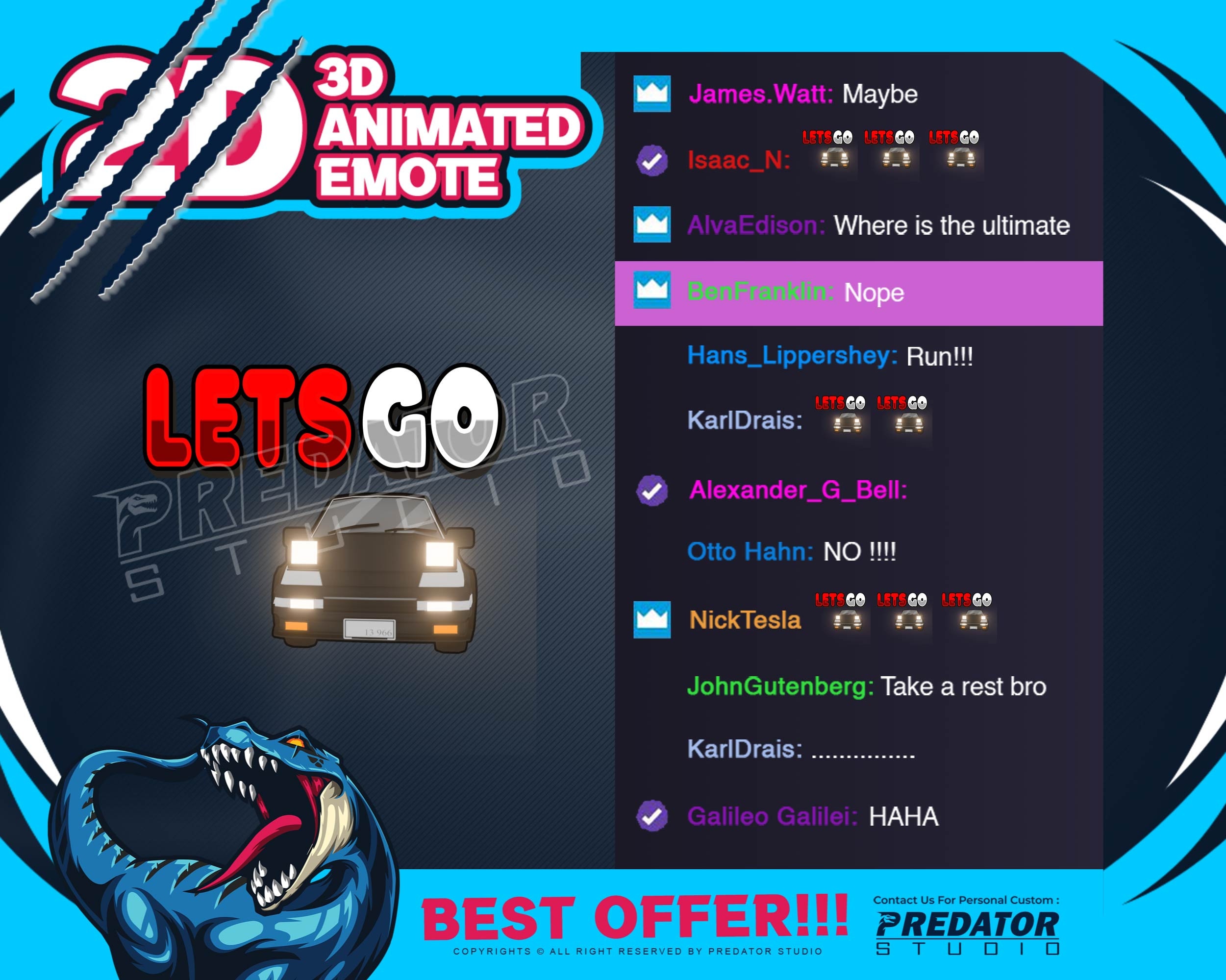 Lets Go 3D Animated Emote Emote Commission Twitch Emotes - Etsy