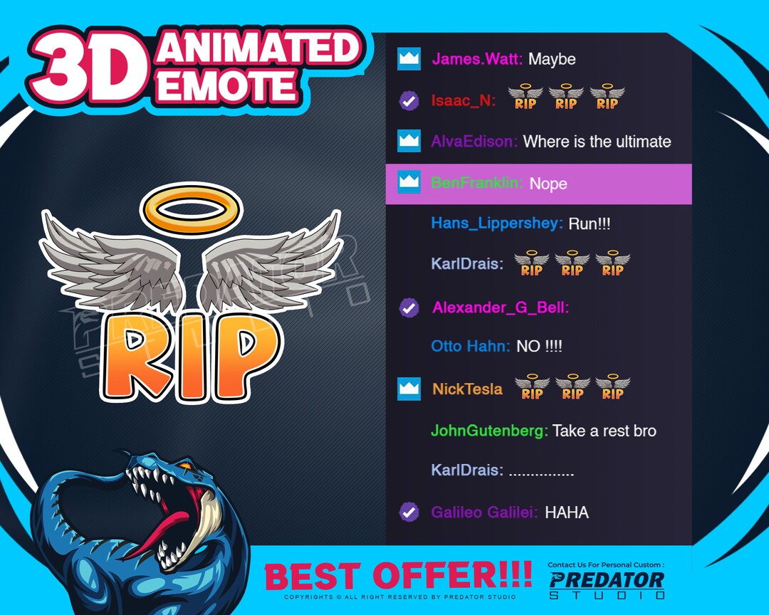 RIP Wing 3D Animated Emote, Text Emote, Discord Emote, Kick Emote ...