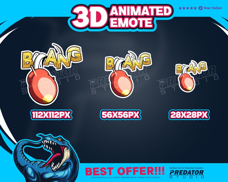 3D Animated Bang Emote: Twitch/discord Stream Emotes - Etsy