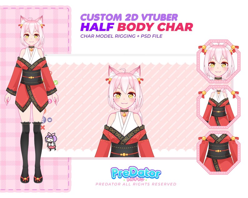 Custom Anime Vtuber Live2d Half-body Model With Rigging - Etsy