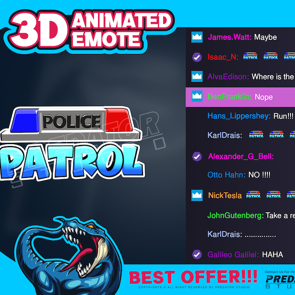Twitch emote animate police - Etsy Nederland