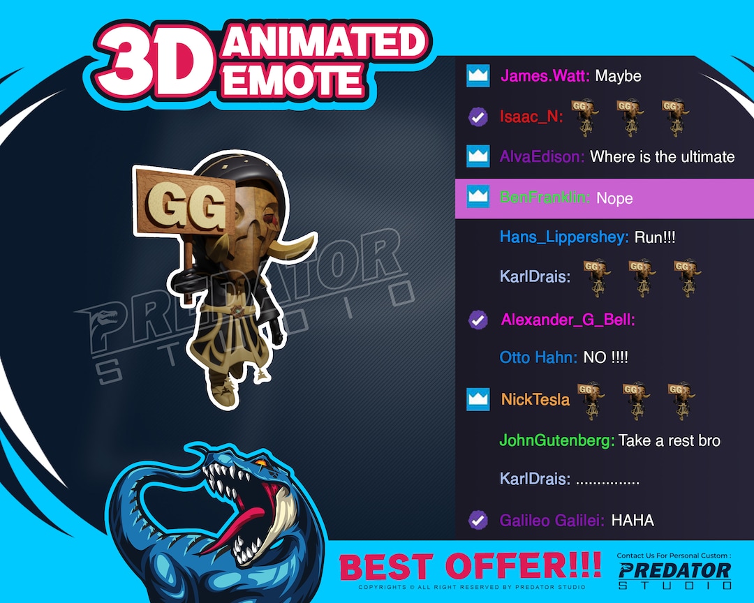 3D Animated Emote, Game Emote, Discord Emote, Twitch Emote Pack, Kick ...