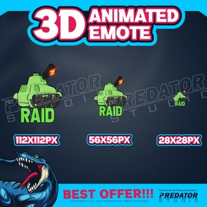 Tank Raid 3D Animated Emote, Emotes Twitch, Kick Emote, Emote ...