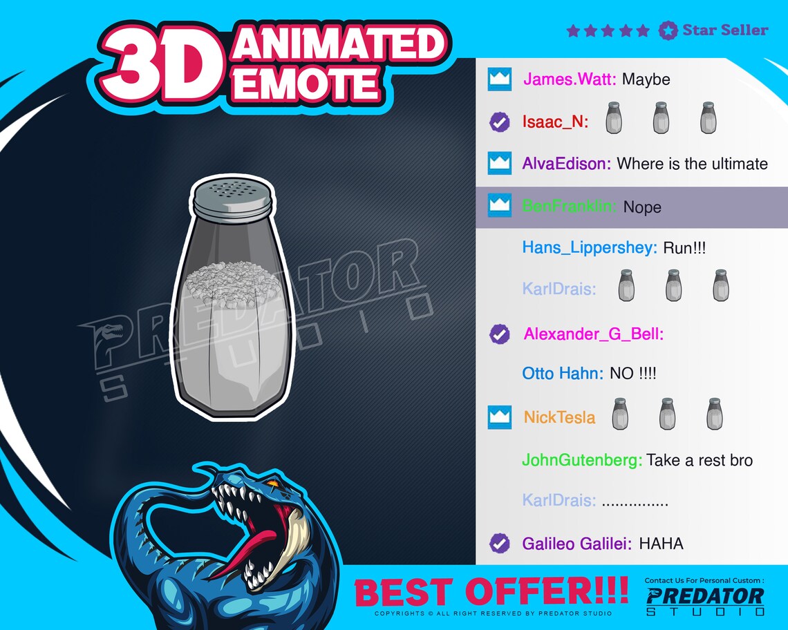 3D Animated Salt Emote: Twitch/kick Stream Emotes - Etsy
