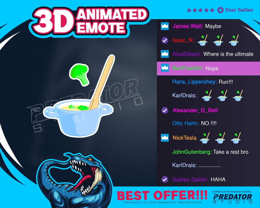 3D Animated Broccoli Soup Emote: Twitch/kick Streamer Emotes - Etsy