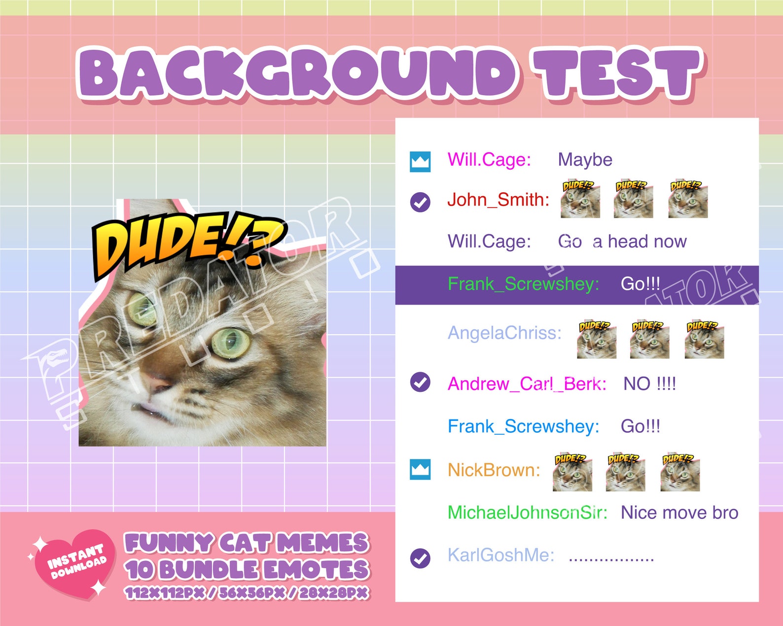 10 Cute Cat Memes Emote Pack 5 Lurk Emote Emote Commission - Etsy