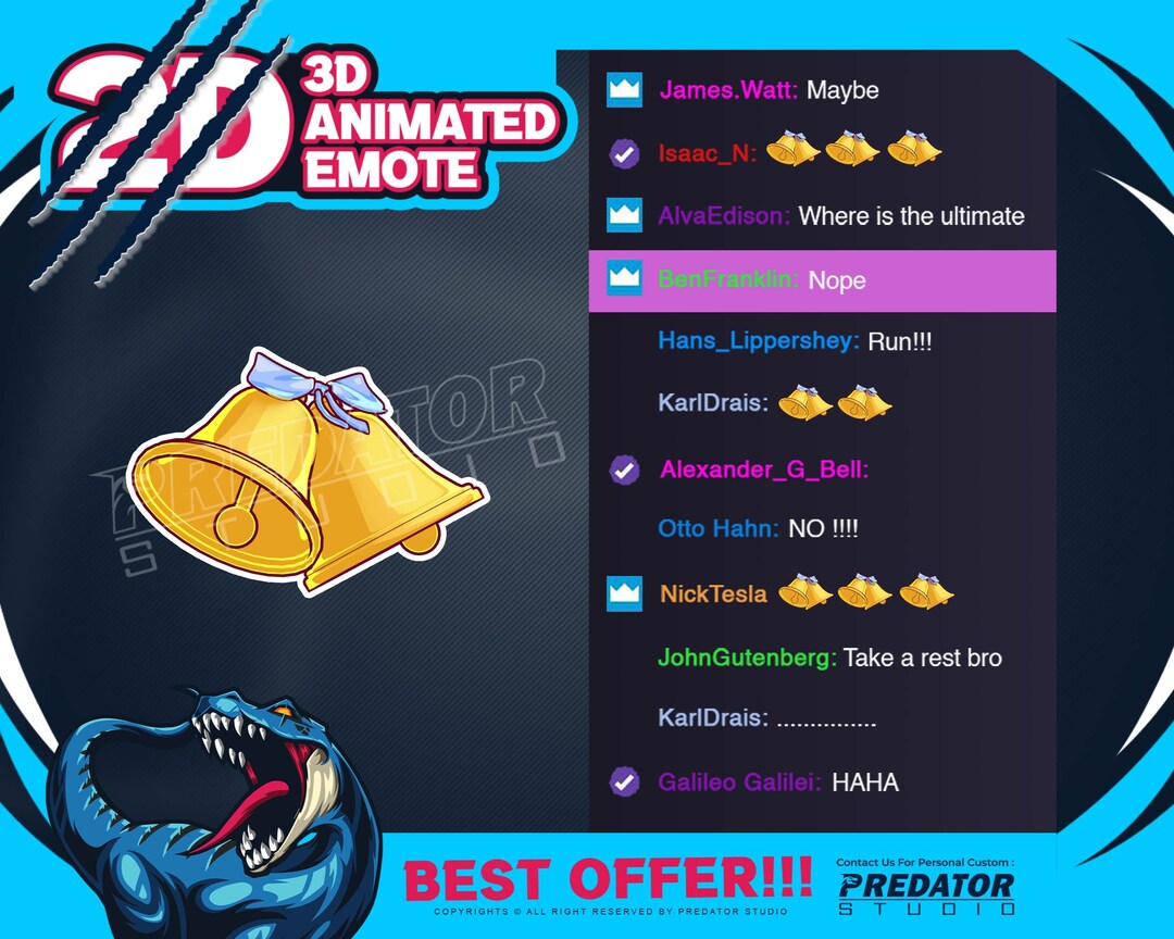 Bell 3D Animated Emotes, Twitch Emotes, Kick Emote, Bell Emotes ...