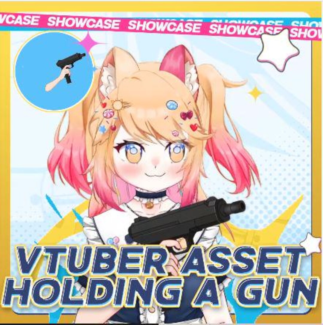 Vtuber Gun Pose Asset | Holding Gun Hand Prop | Live2d Model | Live2d ...