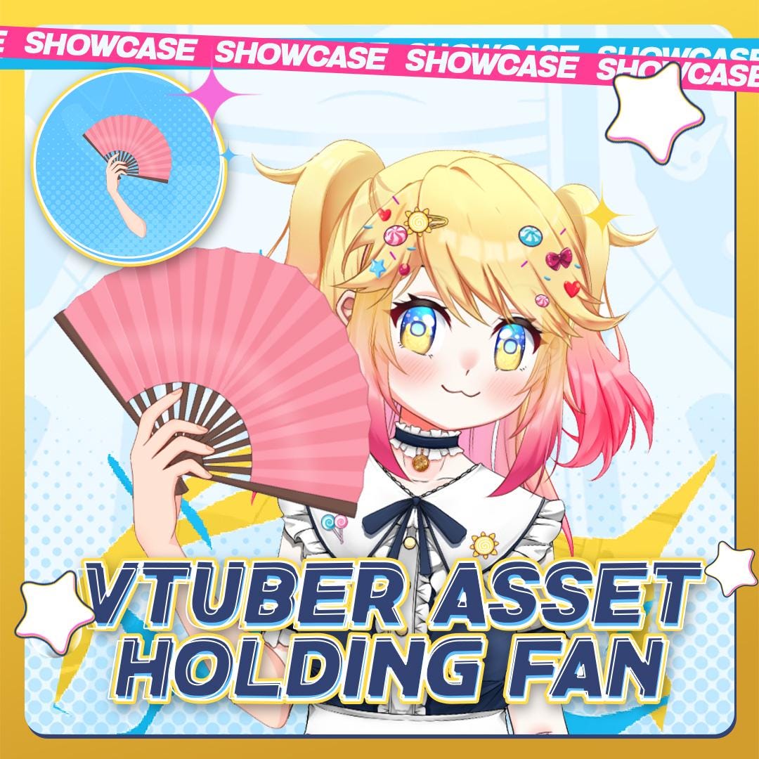 Vtuber Asset Holding Fan | Handheld Prop PNG for Live2d Model Streaming ...