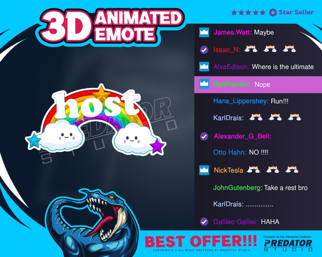 3D Animated Host Emote: Rainbow Twitch/kick Stream Emote (GIF & PNG) - Etsy