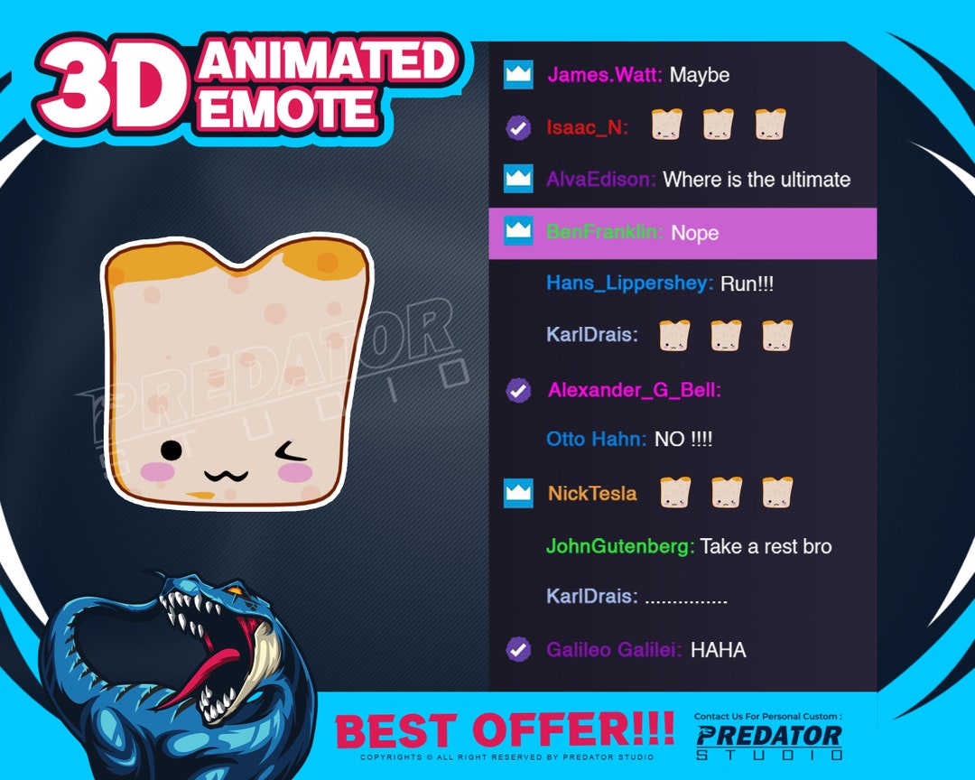 Your Toast 3D Animated Emote, Kick Emote, Emotes Commission, Streamer ...