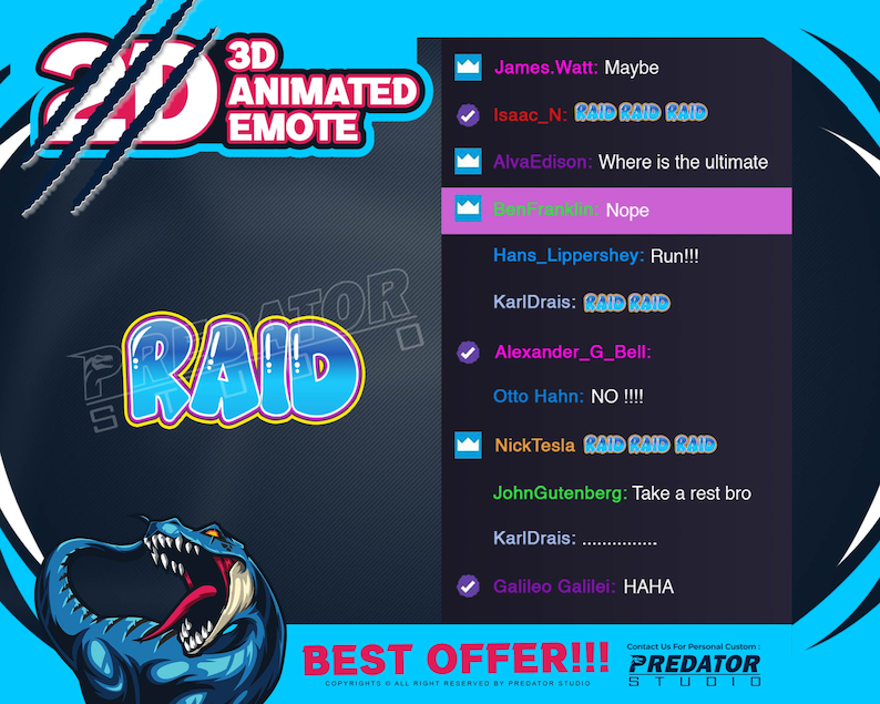 3D Animated Raid Text Emote V2 - Twitch Emotes (GIF) - Etsy
