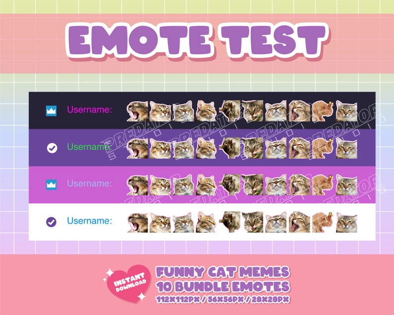 10 Cute Cat Memes Emote Pack 10 Cat Emotes Sad Emote Kitty - Etsy