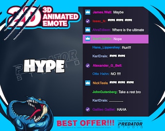 Hype 3D Animated Text Emote Hype Emote Hype Text Emote - Etsy
