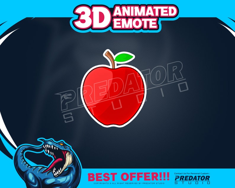 3D Animated Apple Emote: Twitch, Discord, Kick (GIF & PNG) - Etsy Australia