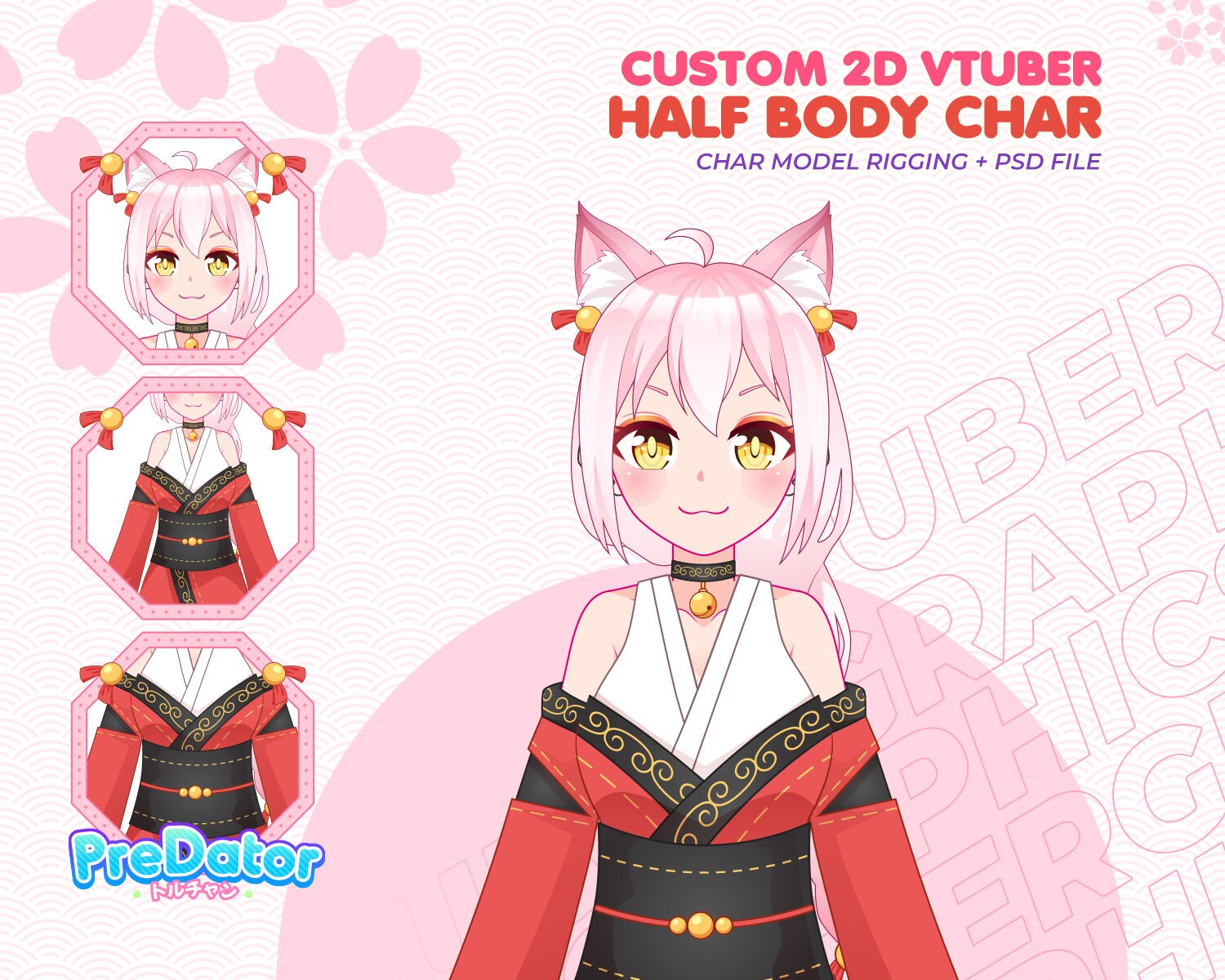 Custom Anime Vtuber Live2d Half-body Model With Rigging - Etsy