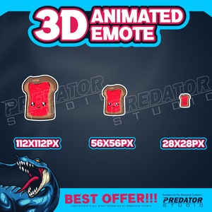 Jam Toast 3D Animated Emote, Twitch Emote, Animated Emotes, Food Emote ...