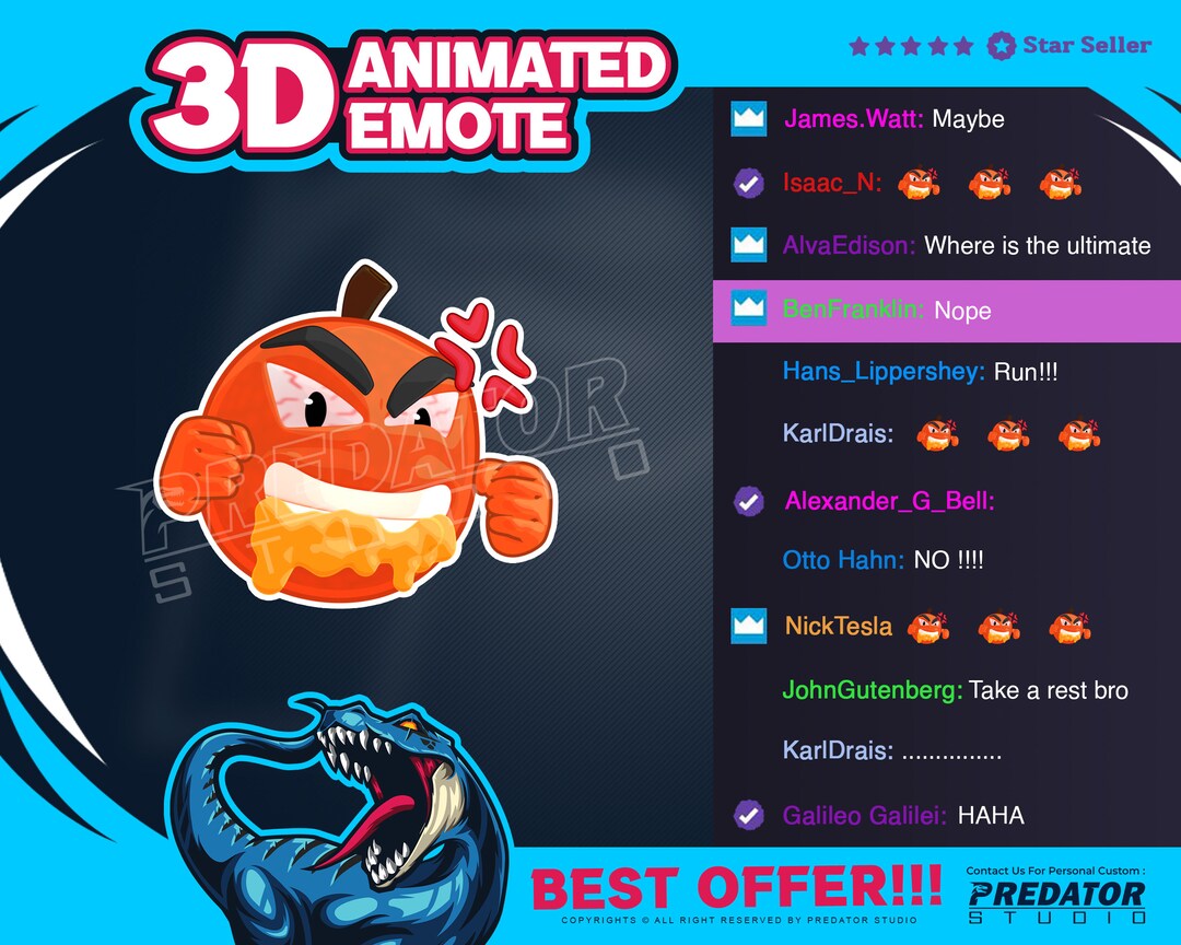 Animated Rage Orange 3D Emote Twitch and Discord Emotes - 3D Animated ...
