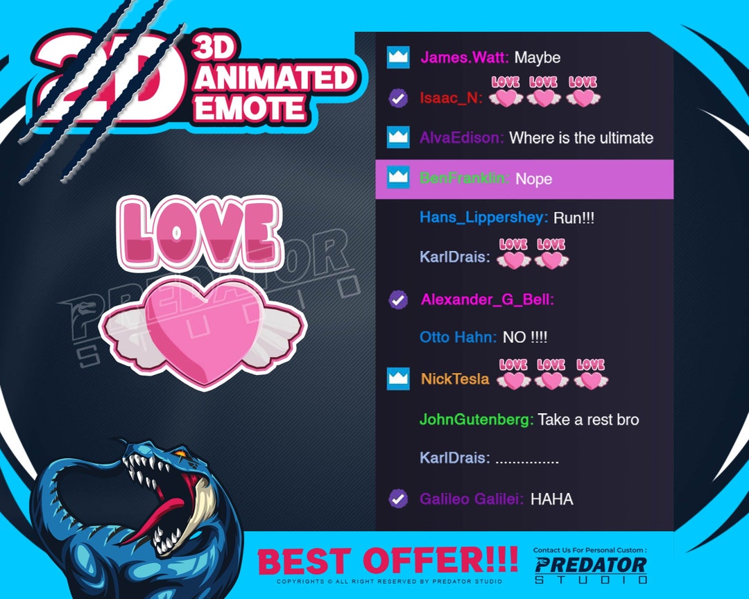 Love 3D Animated Emote, Emotes Twitch, Discord Emotes, Emote Commission ...