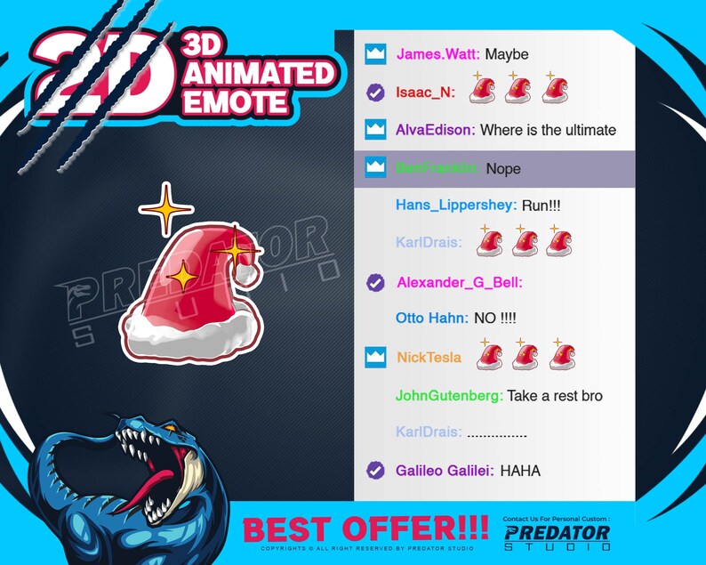 3D Animated Santa Hat Emote: Twitch/kick Streamer - Etsy