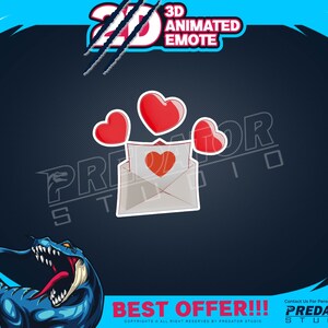 Love Letter 3D Animated Emote, Emotes, Kick Emote, Love Emote, Heart ...