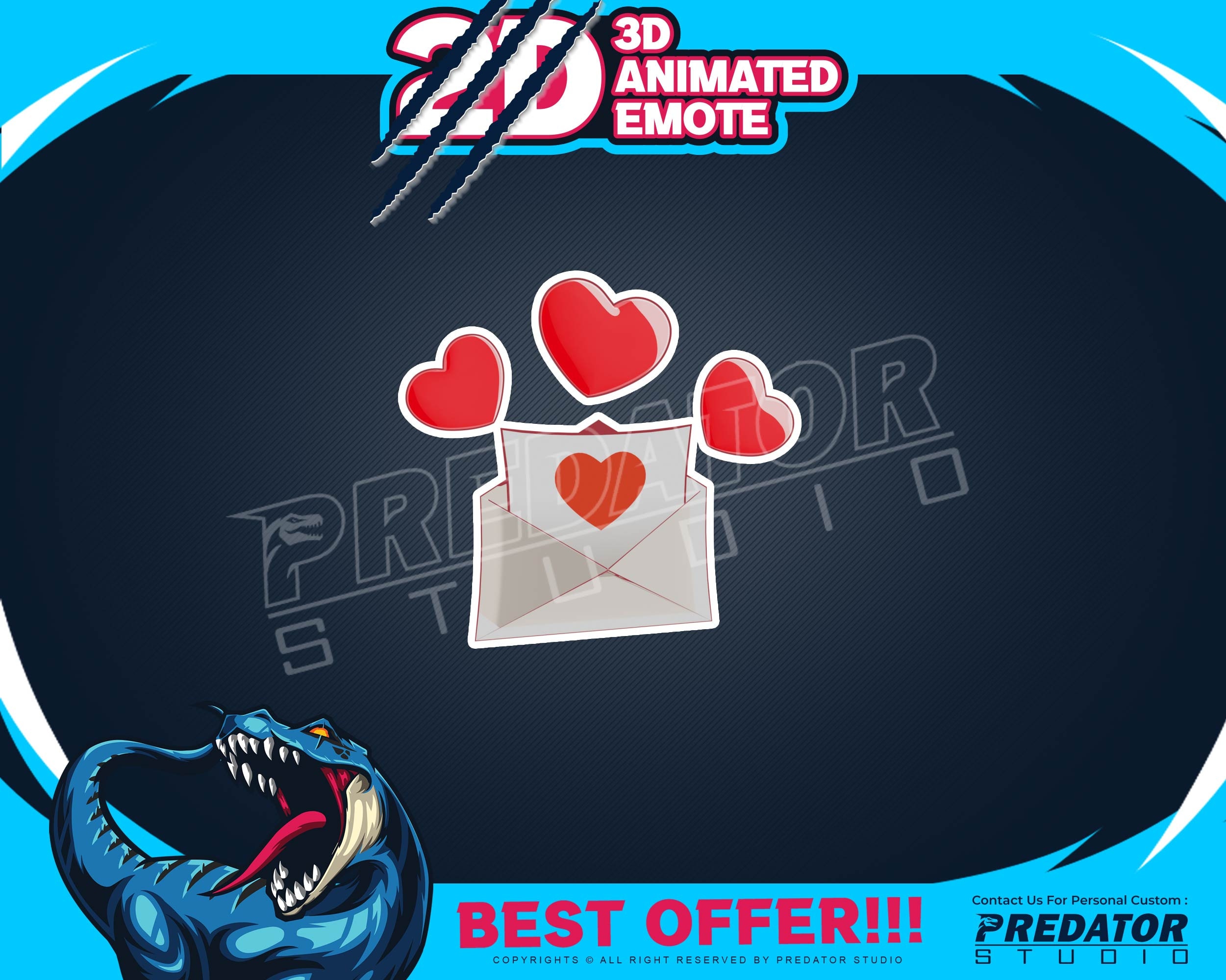 Love Letter Animated Emote: 3D Heart Streamer Emote (GIF & PNG) - Etsy ...