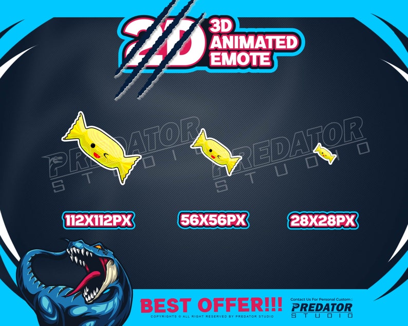 Yellow Candy 3D Animated Emote Emotes Twitch Animated - Etsy