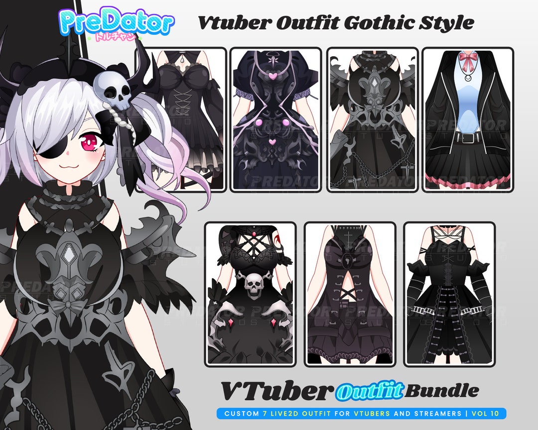 Victorian Shadow Gothic Vtuber: Elegant Live2d Model With 7 Timeless Costume Designs & Mystical ...