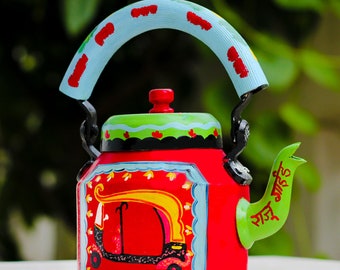 Hand Painted Tea Set for Serving Tea Indian Tea Pot, Tea Set, Tea ...