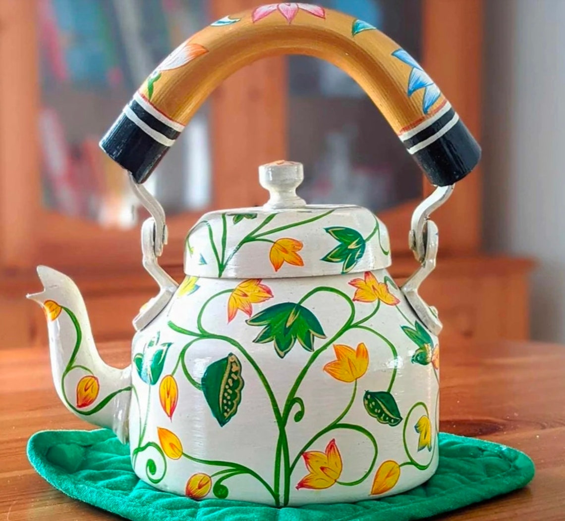 Hand Painted Tea Set for Serving Tea Indian Tea Pot, Tea Set, Tea ...