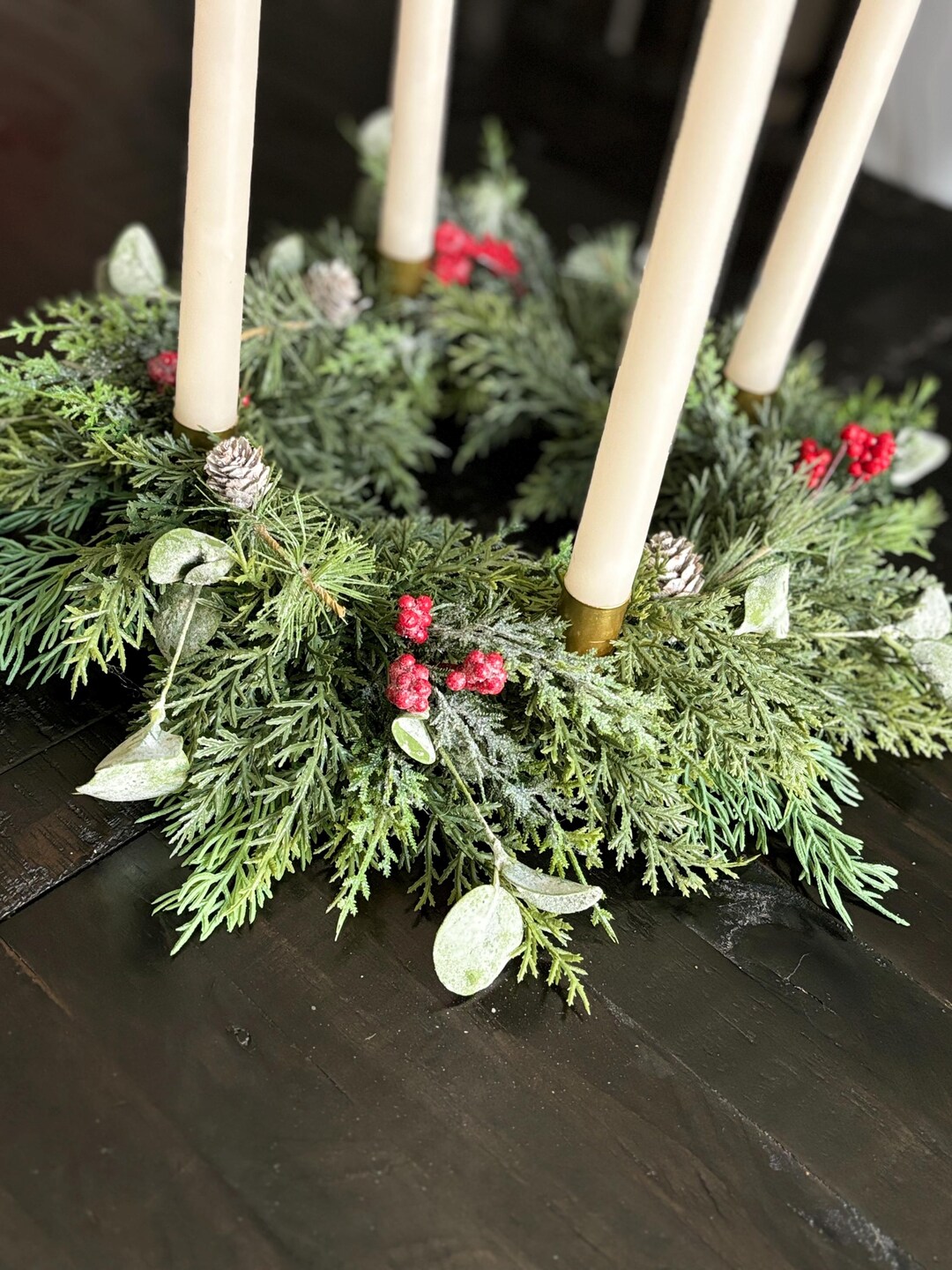 Advent Wreath, Christmas Candle Holder Wreath, Gold Advent Wreath ...