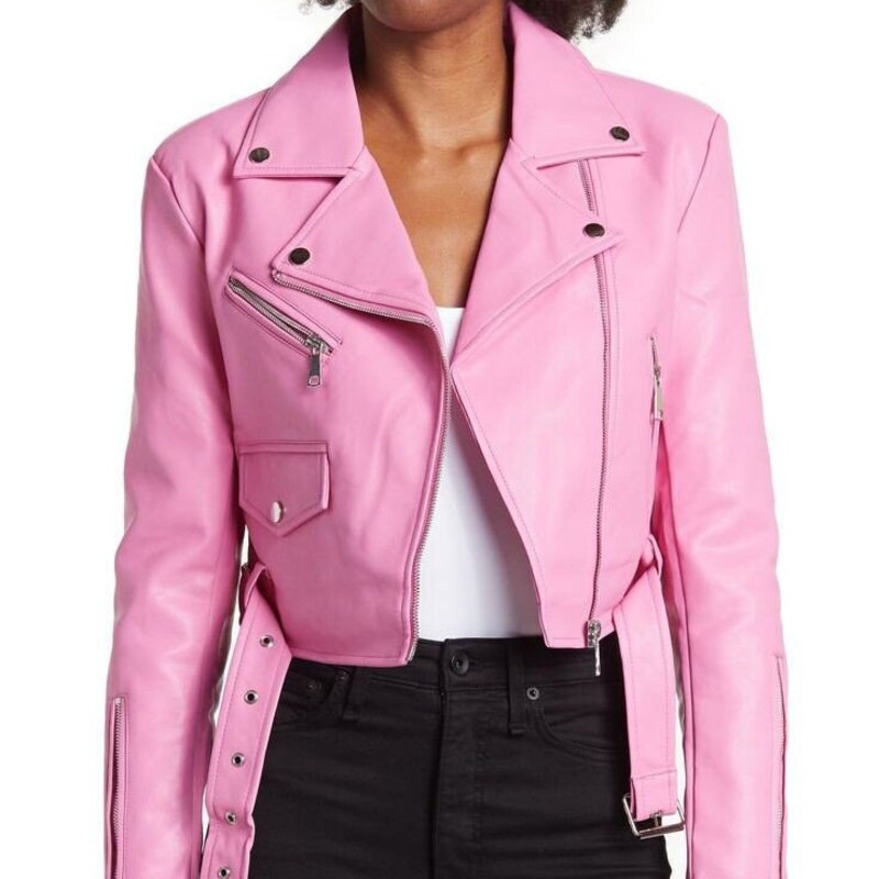 Pink Leather Jacket - Etsy