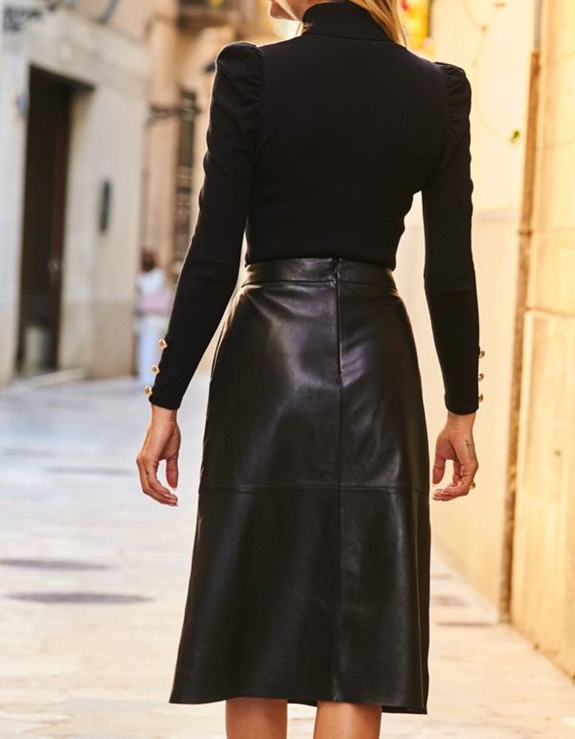 Handmade Leather Skirt, A Line Leather Skirt, Black Leather Skirts ...