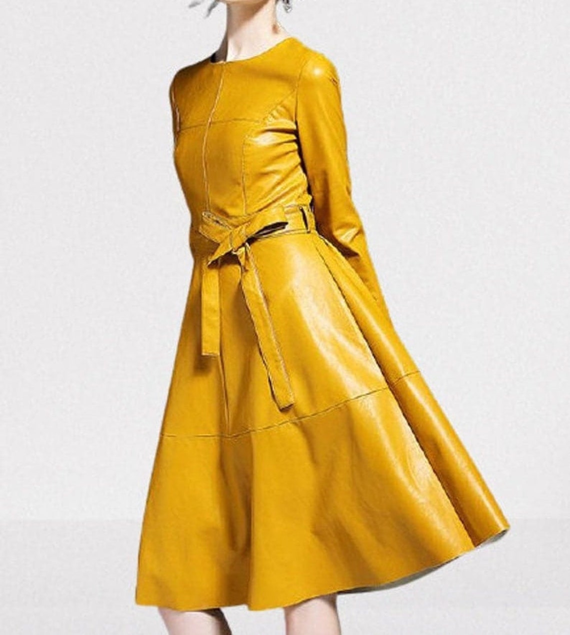 Handmade Women's Leather Dress, A Line Leather Dress Black Leather Dress, Leather Midi Dress ...