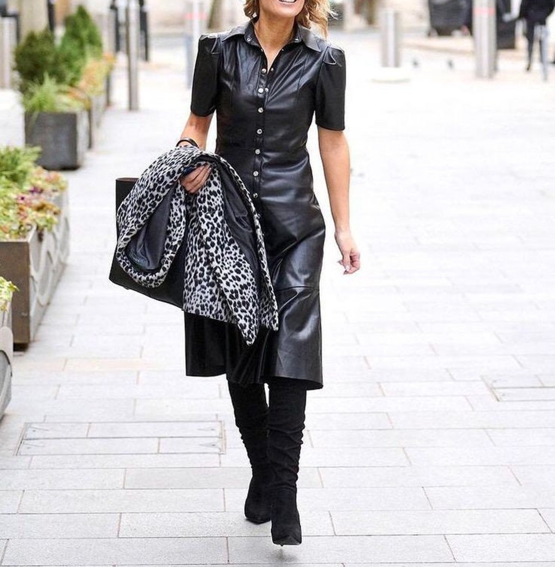 Handmade Women's Leather Dress Leather Long Dress Button - Etsy