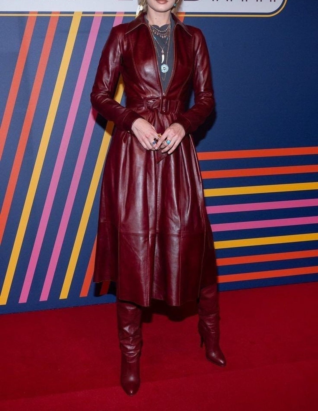 HOT! Women's Leather Dress Leather Midi Dress, Long Leather Dress ...